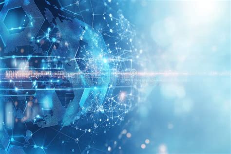 Digital Representation Of A Global Network With Glowing Nodes And Data Connections At Twilight