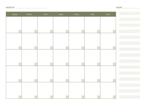 Blank Calendar Grid Printable Printable Calendar Template