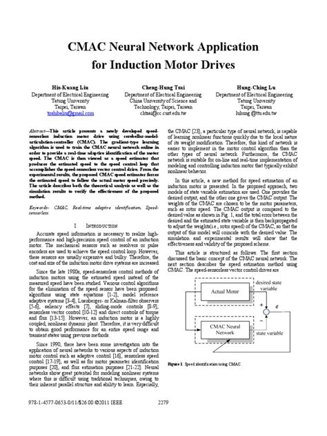 Cmac Neural Network Application For Induction Motor Drives Pdf Artificial Neural Network