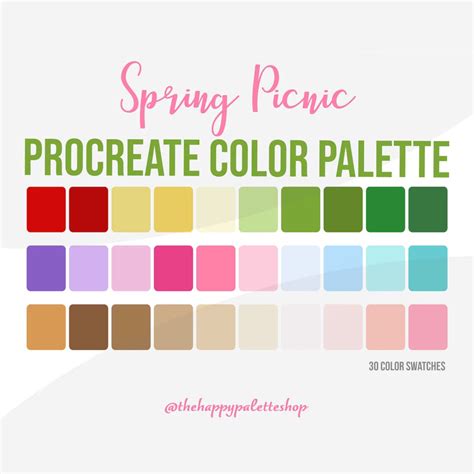 Spring Procreate Color Palette IPad Lettering Digital Art Cute Color