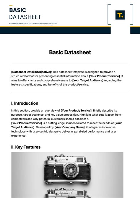Free Basic Datasheet Template To Edit Online
