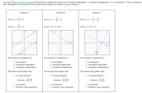 [solved] for each system of linear equations shown below classify the course hero