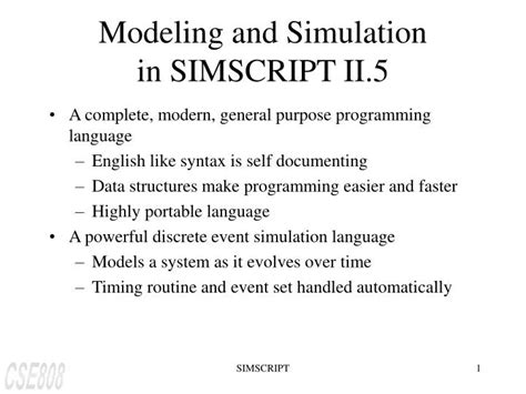 Ppt Modeling And Simulation In Simscript Ii5 Powerpoint Presentation