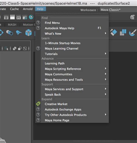 solved missing about maya option in the help drop down menu in