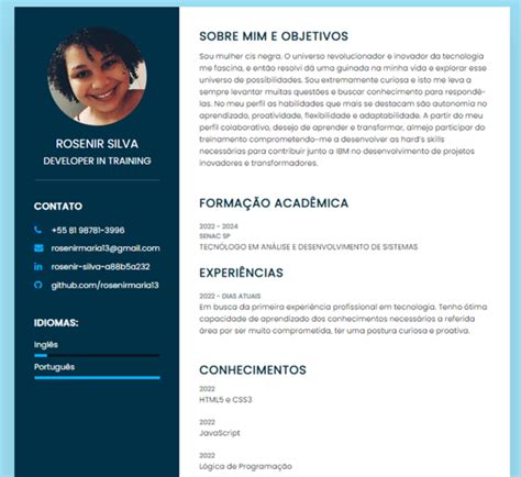 Github Rosenirmaria13curriculo Currículo Com Html E Css