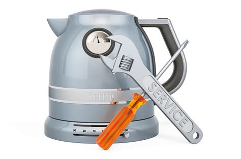 전기 차 주전자의 수리 및 서비스 복고풍 디자인 흰색 배경에 격리 된 3d 렌더링 3차원 형태에 대한 스톡 사진 및 기타 이미지 3차원 형태 가사 집안일 가정 생활