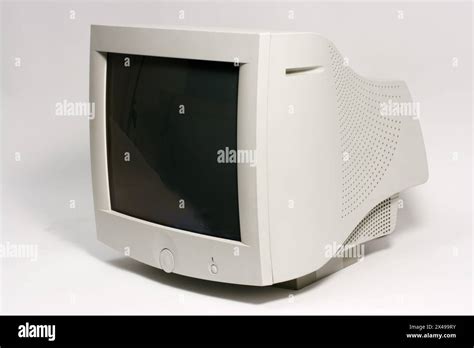 Old Computer Monitor CRT White Isolated Stock Photo Alamy