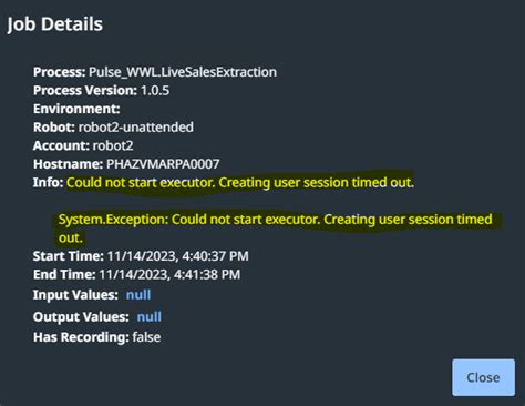 Could Not Start Executor Rdp Connection Failed Message The Connection Transport Layer Failed