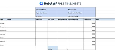 Excel Weekly Timesheet Template With Formulas