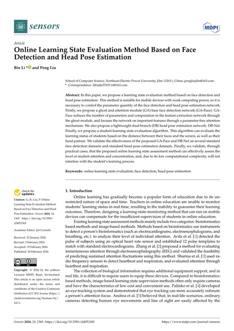 Pdf Online Learning State Evaluation Method Based On Face Detection