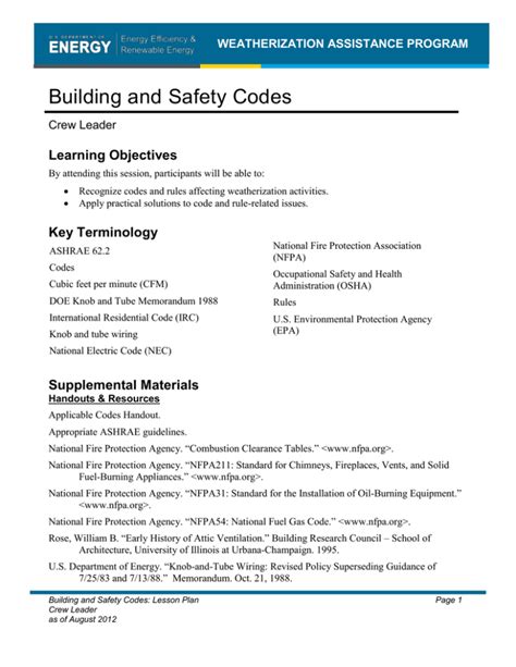 Building And Safety Codes