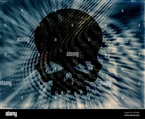 Black Skull On A Binary Code Background Stock Photo Alamy