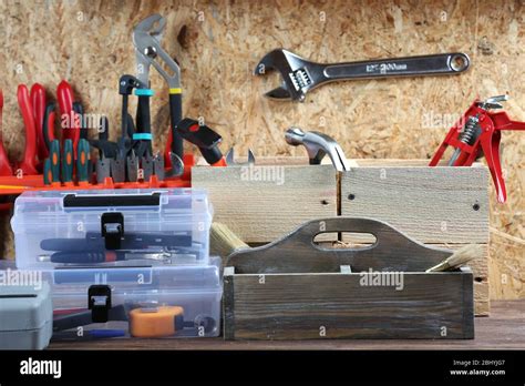 Set Of Tools In Workshop Stock Photo Alamy