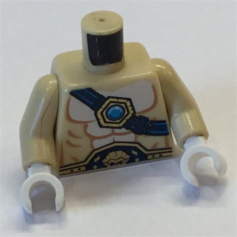Lego Part C H Pr Torso Bare Chest With Body Lines Dark Blue Belt And Chi Orb Print