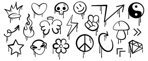 물방울이 떨어지는 페인트와 스프레이 효과가 있는 낙서 요소 세트 외계인에 대한 스톡 벡터 아트 및 기타 이미지 외계인 그래피티 이모티콘 Istock