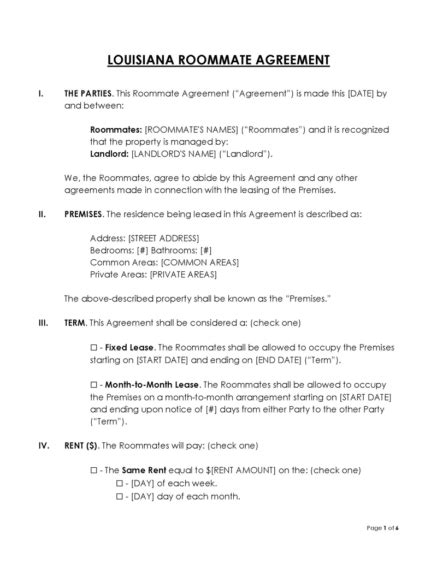 Free Louisiana Lease Agreement Templates Word Pdf