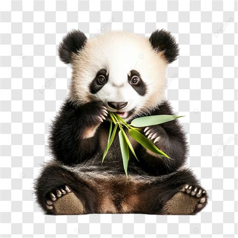 باندا دب يأكل أوراق الخيزران صورة معزولة دب الباندا أوراق الخيزران