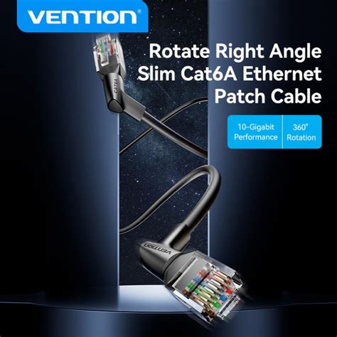 Vention Cat 6a Ethernet Cable Rotate Right Angle Slim Ethernet Patch Cable Double Elbow 10gbps