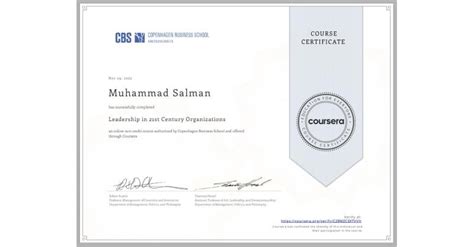 Muhammad Salman On Linkedin Completion Certificate For Leadership In 21st Century Organizations