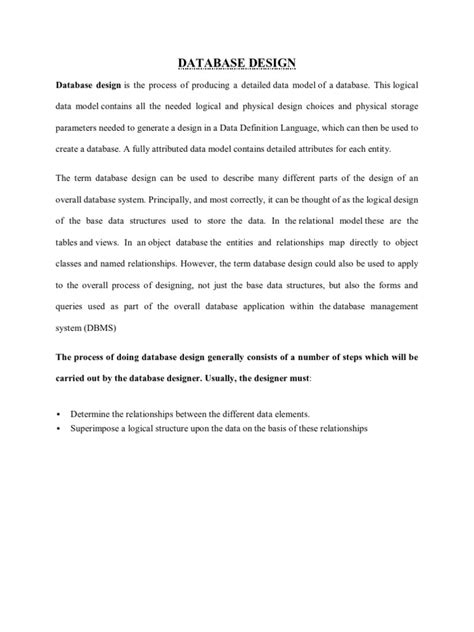 Database Design Notes Pdf Career And Growth Business