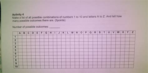 Solved Activity 4 Make A List Of All Possible Combinations Of Numbers