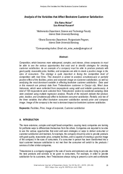 Pdf Analysis Of The Variables That Affect Bookstore Customer Satisfaction