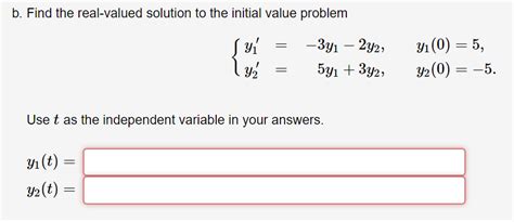 solved b find the real valued solution to the initial value