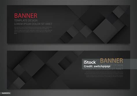 두 개의 추상 검은 배너 비즈니스 디자인 서식 파일입니다 웹사이트 템플릿입니다 수평 배너 설정합니다 벡터 0명에 대한 스톡 벡터 아트 및 기타 이미지 Istock