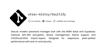 Github Utsav Mistryvaultify Secure Modern Password Manager Built With The Mern Stack And