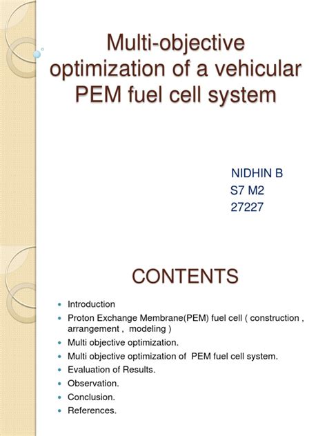 pdf multi objective optimization of a vehicular pem fuel cell