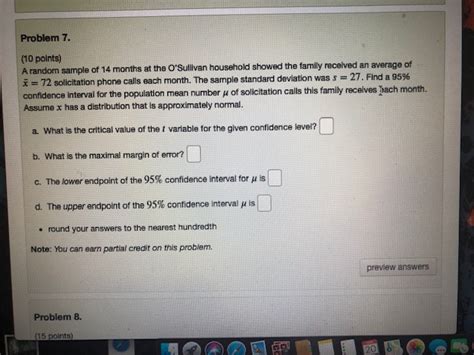 solved problem 7 10 points a random sample of 14 months