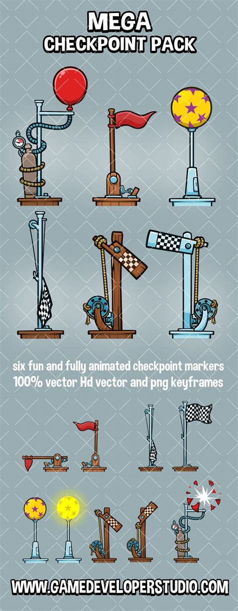 Game Checkpoint Marker Collection 2d Game Art Game 2d Game Design