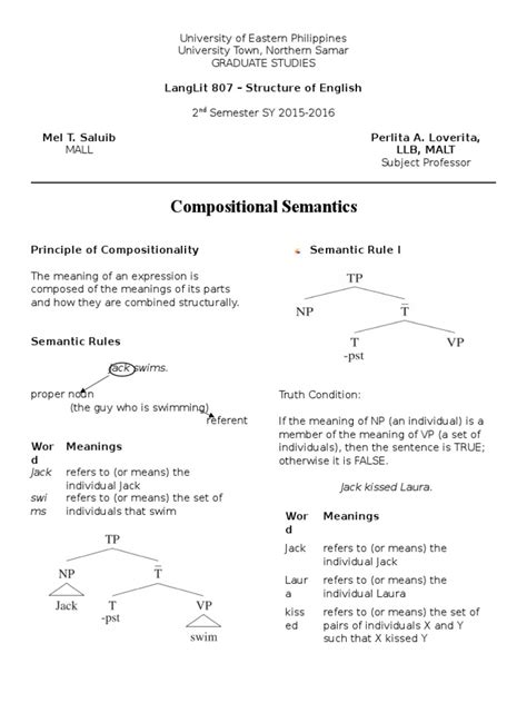 Compositional Semantics Pdf Idiom Semantics