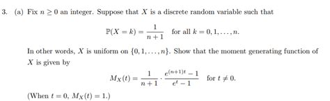 Solved 3 A Fix N 0 An Integer Suppose That X Is A Chegg Com