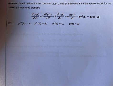 Solved Assume Numeric Values For The Constants A B C ﻿and D