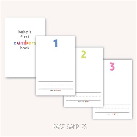 LETTER Size Printable DIY Colorful Numbers Book For Baby Shower Activity Game Babys First Book