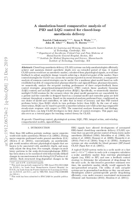 pdf a simulation based comparative analysis of pid and lqg control