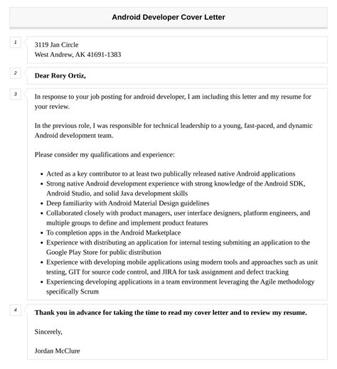 Android Developer Cover Letter Velvet Jobs
