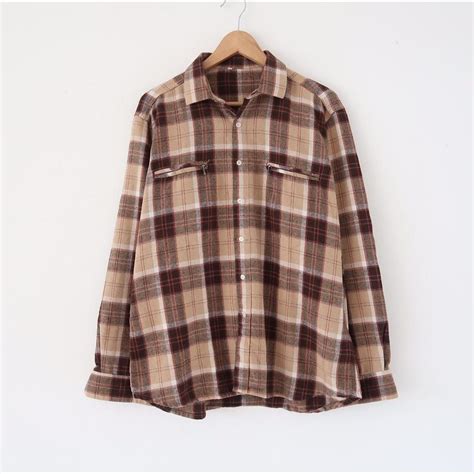 Amazing Vintage 90s Brown And Beige Flannel Shirt 🤎 Depop