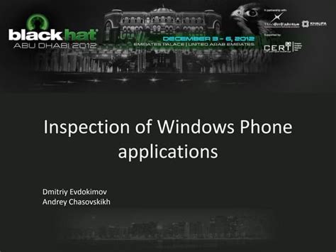 Inspection Of Windows Phone Applications Pptx