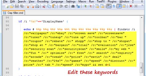 batch script to uninstall programs by keywords