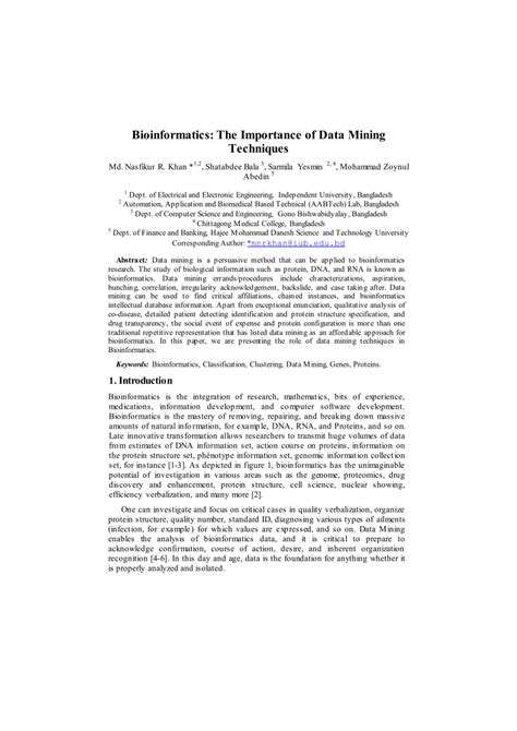 Pdf Bioinformatics The Importance Of Data Mining Techniques