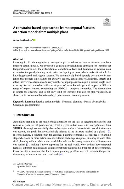 A Constraint Based Approach To Learn Temporal Features On Action Models From Multiple Plans