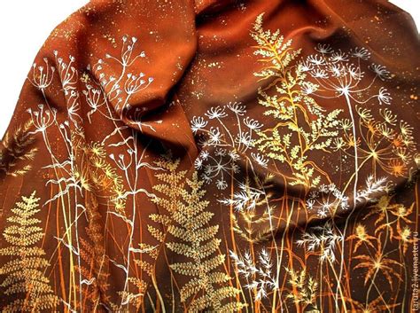 Шелковый шарф Осенние травы 2 батик заказать на Ярмарке Мастеров 4sfh5ru Шарфы