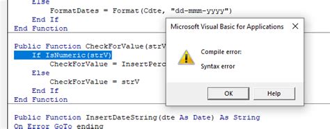 Compile Error In Hidden Module Vba Automate Excel