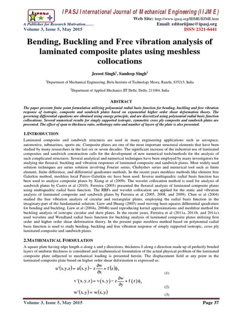 Pdf Bending Buckling And Free Vibration Analysis Of Laminated Composite Plates Using Meshless
