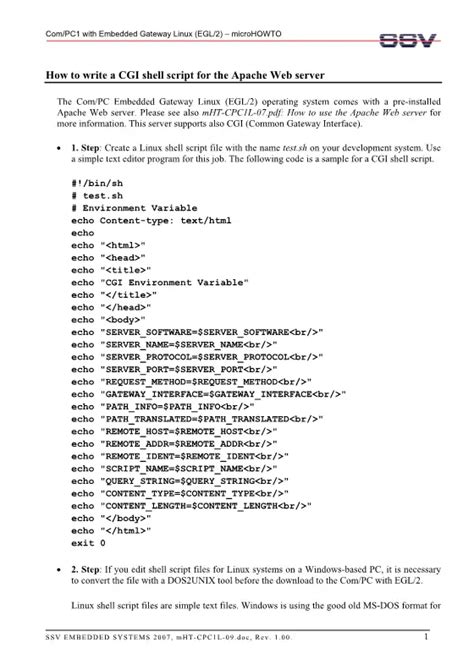 How To Write A Cgi Shell Script For The Apache Web Server Docslib
