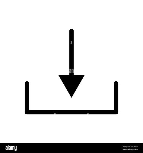 Vector Black Line Icon Download File Isolated On White Background Stock