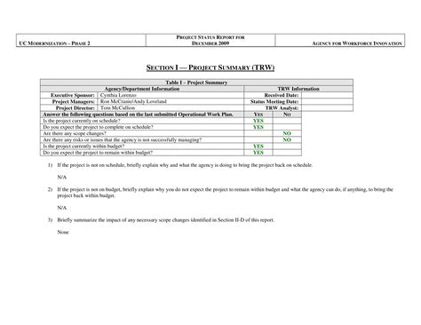 Free Printable Status Report Templates Word Excel PDF