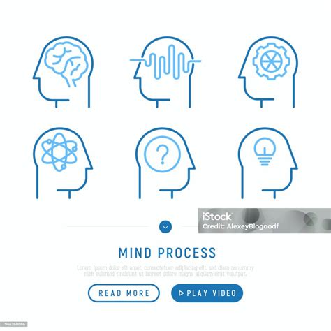 마음 과정 선 아이콘 세트 지능 충돌 혁신 아이디어 탐사 교육 논리적 사고 현대 벡터 일러스트 레이 션 웹 페이지 서식 파일 개발에 대한 스톡 벡터 아트 및 기타 이미지